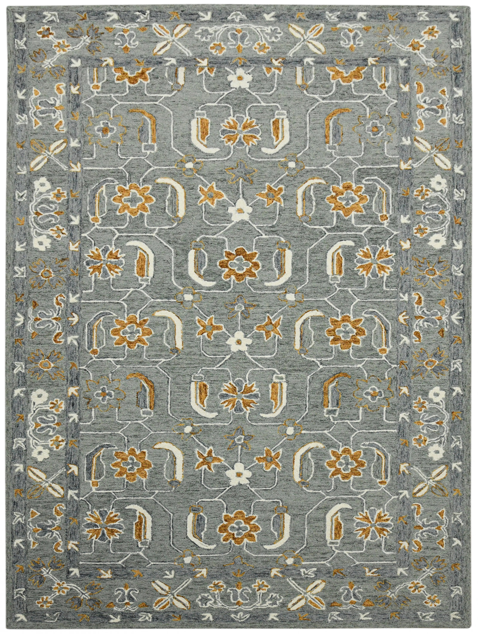 Bungalow Rose Handmade Hand Hooked Wool Gray Rug | Wayfair