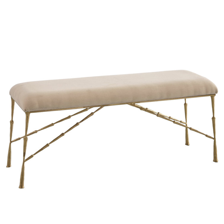Global Views Spike Bench w/Muslin Cushion-Antique Brass-Lg | Perigold