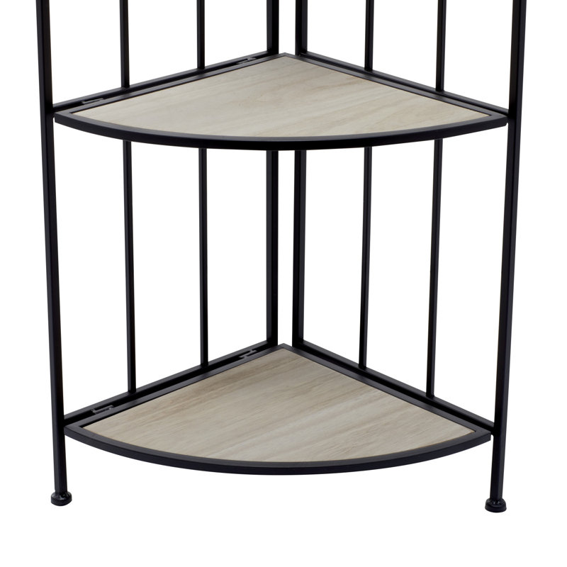 Steelside™ Paulo 18'' Iron Corner Baker's Rack with Wooden Shelves ...