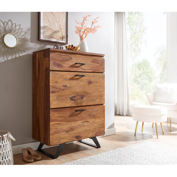 Union Rustic Megara 80Cm Wide 3 Drawer Sheesham Solid Wood | Wayfair.co.uk