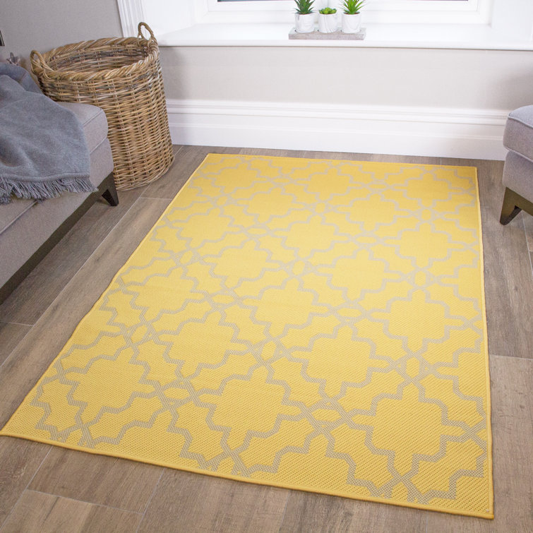 Latitude Run Elis Flatweave Yellow/Grey Rug | Wayfair.co.uk