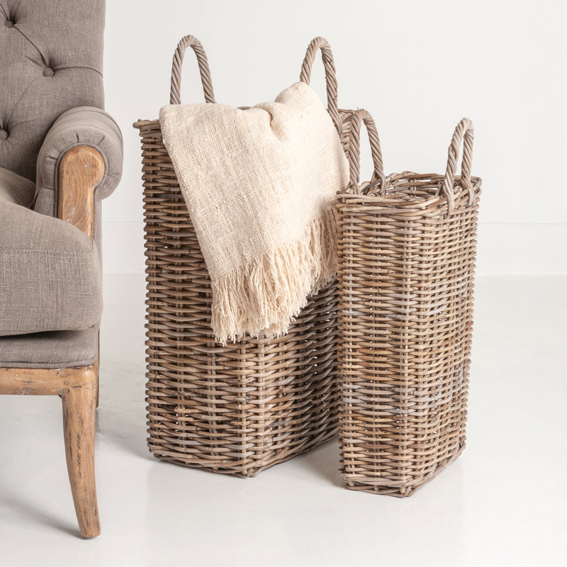 Rosecliff Heights Wicker/Rattan 2 Piece Basket Set & Reviews | Wayfair