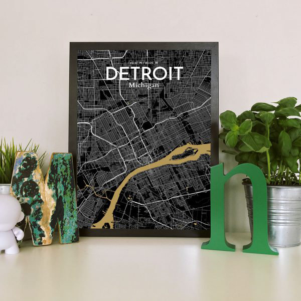 OurPoster.com Detroit City Map On Paper Graphic Art | Wayfair
