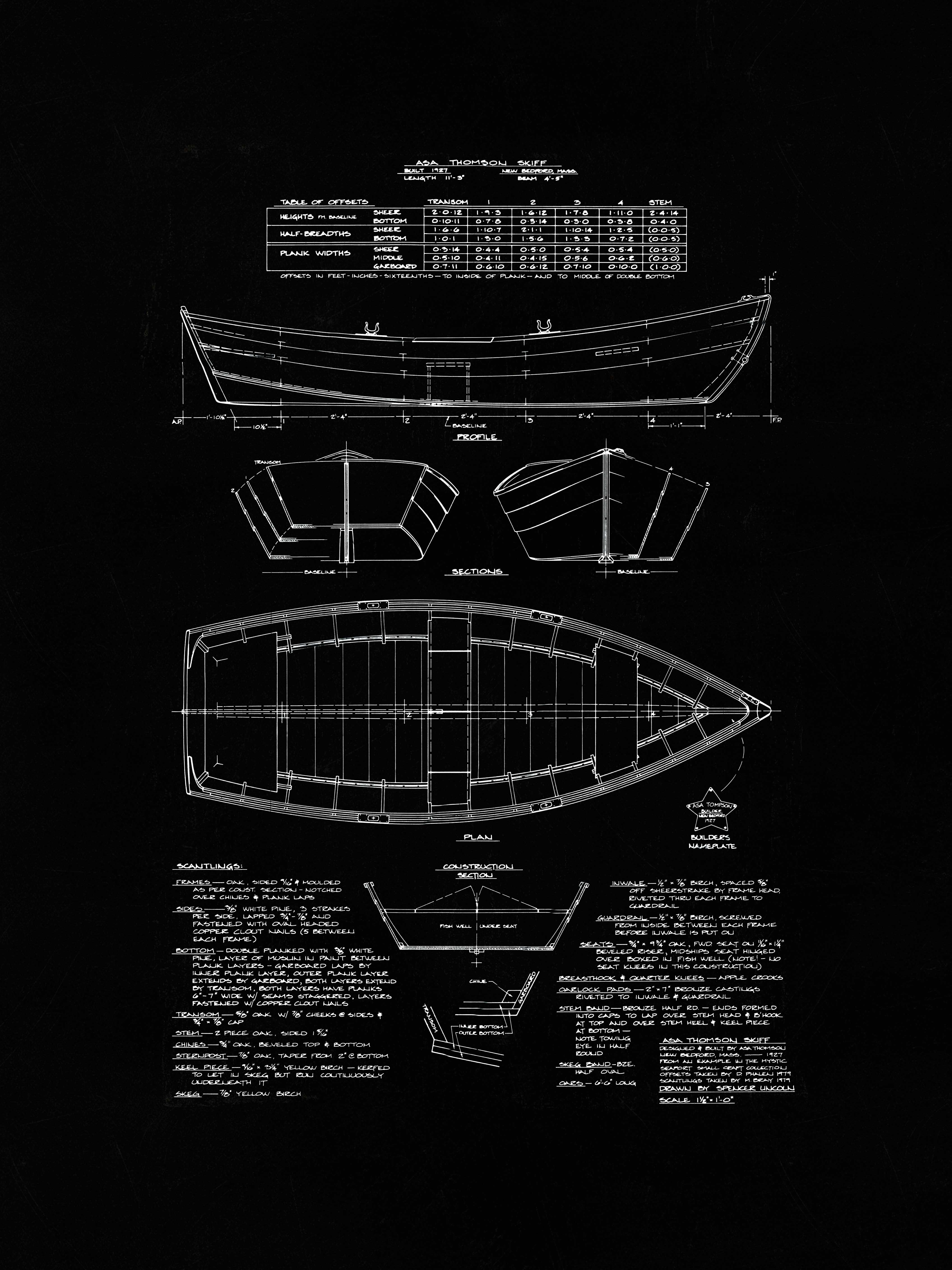 Williston Forge Asa Skiff Blueprint On Canvas Print | Wayfair