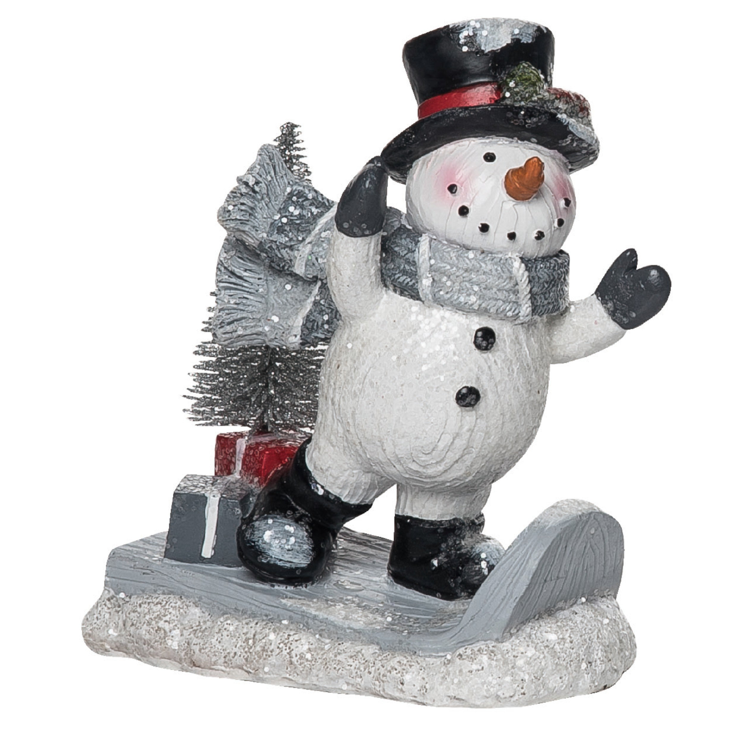 The Holiday Aisle® Sledding Snowman Figurine | Wayfair