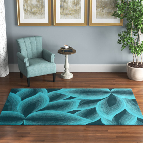 Lark Manor Merriam Handmade Wool Teal Rug & Reviews | Wayfair