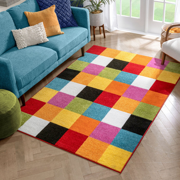 Isabelle & Max™ Bright Squared Geometric Red/Blue/Yellow Kids Area Rug ...
