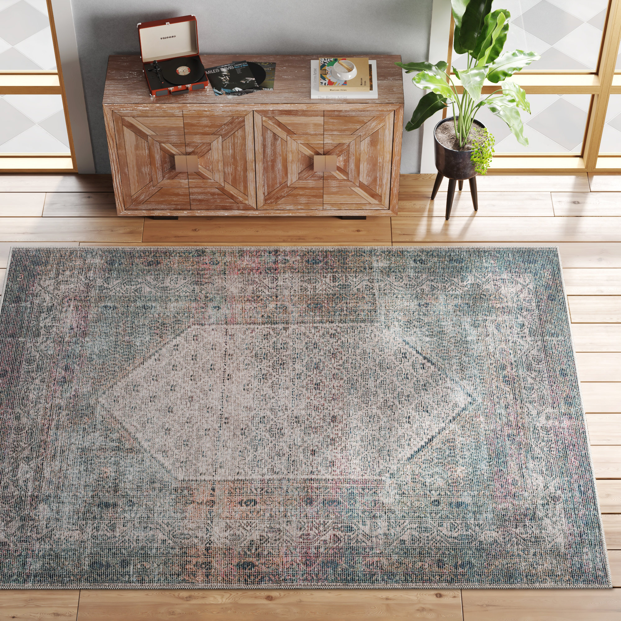 Mistana™ Dicken Oriental Gray/Peach Area Rug & Reviews | Wayfair