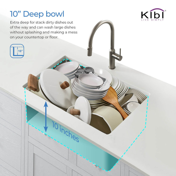 KIBI USA KIBI 19'' W Single Bowl Stainless Steel Undermount Kitchen ...