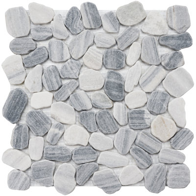 MatrixStoneUSA River Rock Snow Random Sized Marble Pebbles Mosaic Wall ...
