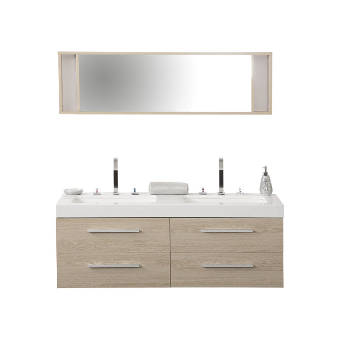 Ebern Designs 1400mm Wall Mounted Double Sink Vanity Unit | Wayfair.co.uk