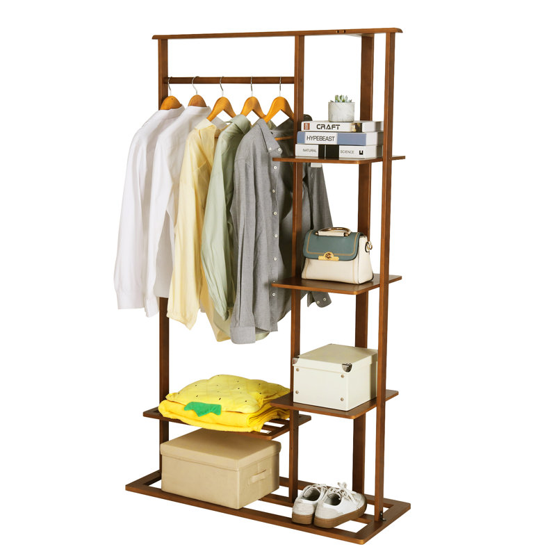 Latitude Run® Freestanding Bamboo Clothes Garment Rack & Reviews | Wayfair