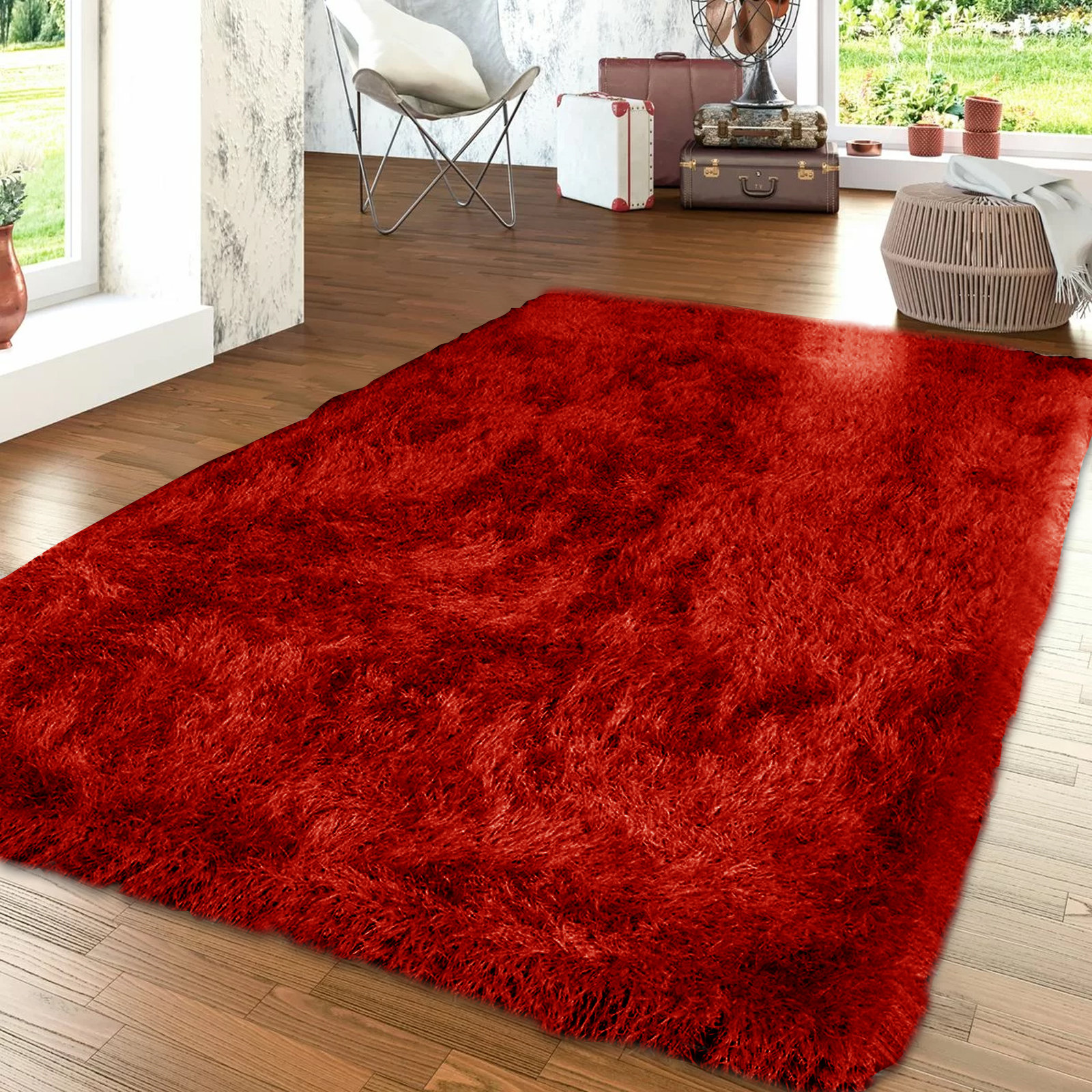 Fairmont Park Fredrik Shaggy Red Rug | Wayfair.co.uk