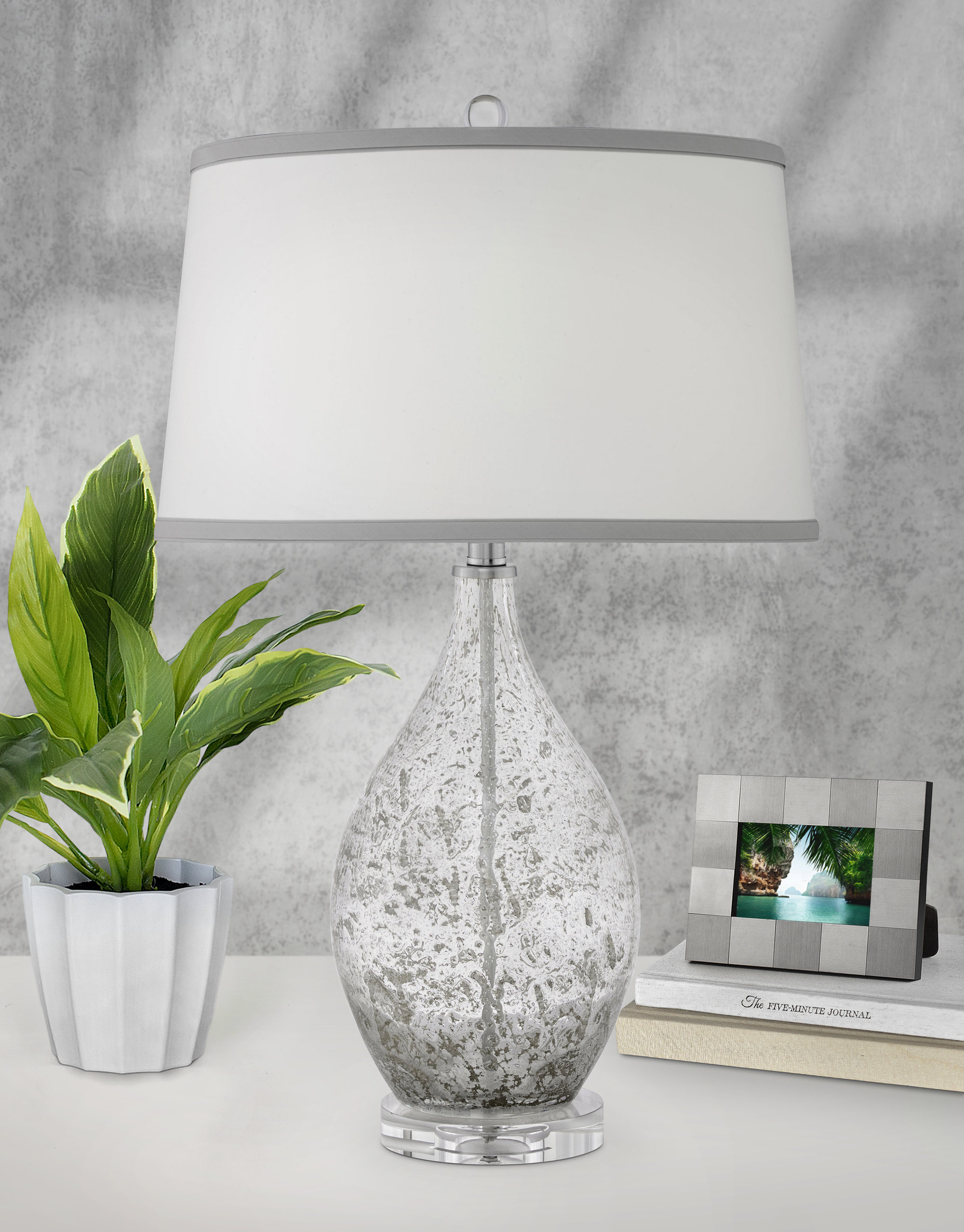Medallion Lighting Barletta 28" Gray Speckled Glass Table Lamp | Wayfair