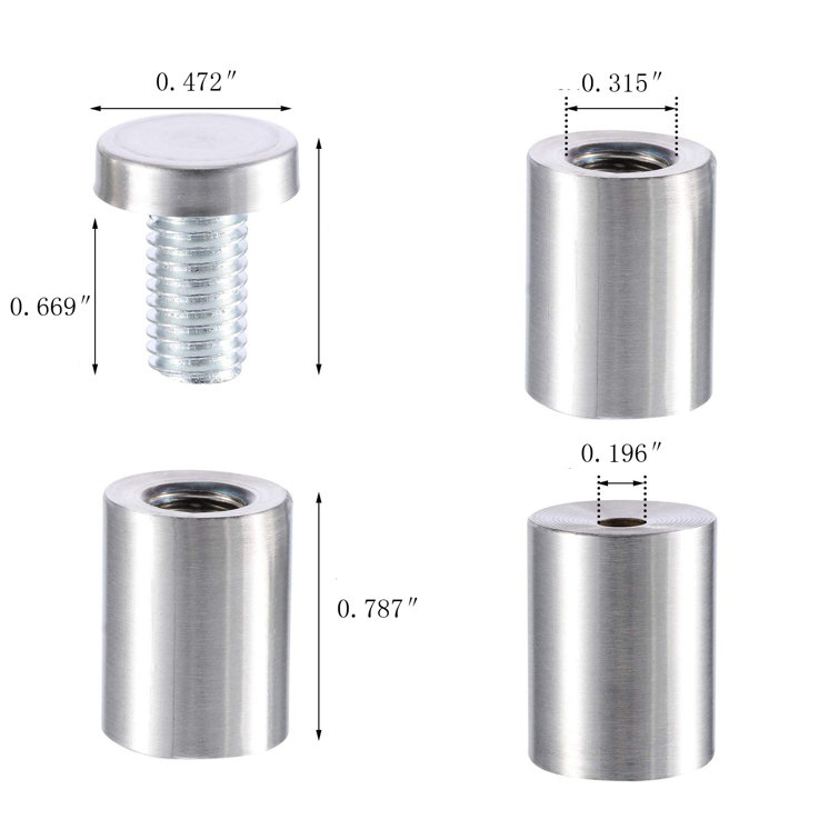 Fixturedisplays® Glass Standoff Stainless Steel Standoffs Mirror Screw ...