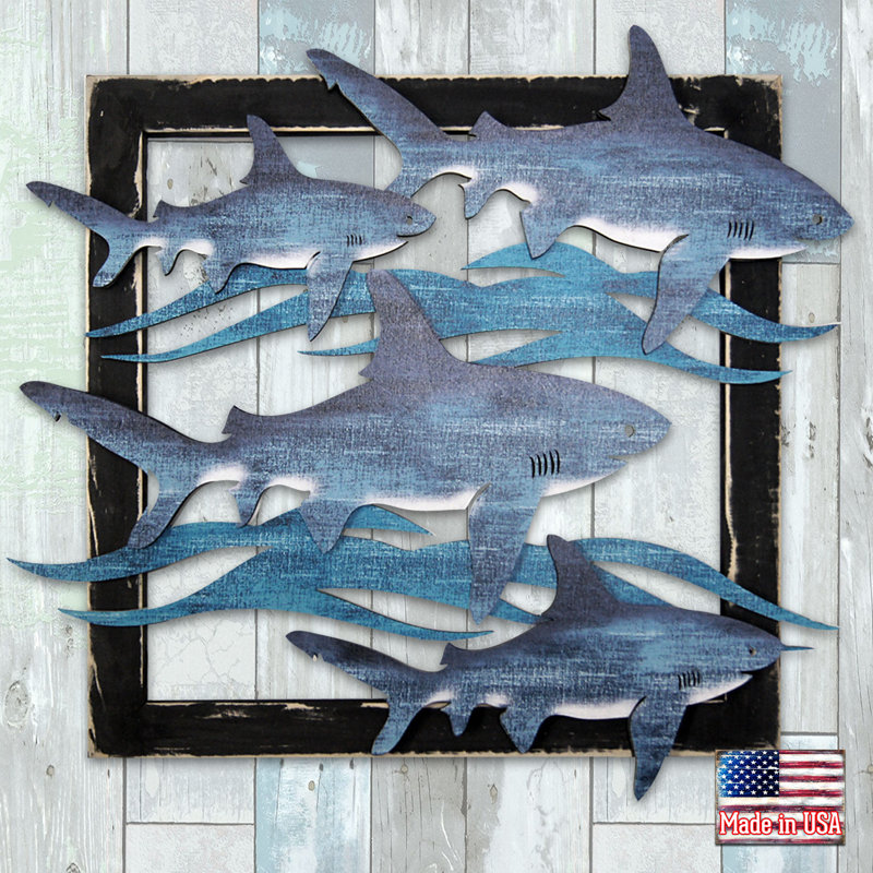 Breakwater Bay Great White Sharks 3-Letters Wooden Monogram Wall Decor ...