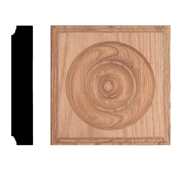 Manor House 5-1/2 in. x 5-1/2 in. x 1-1/8 in. Oak Rosette Block ...