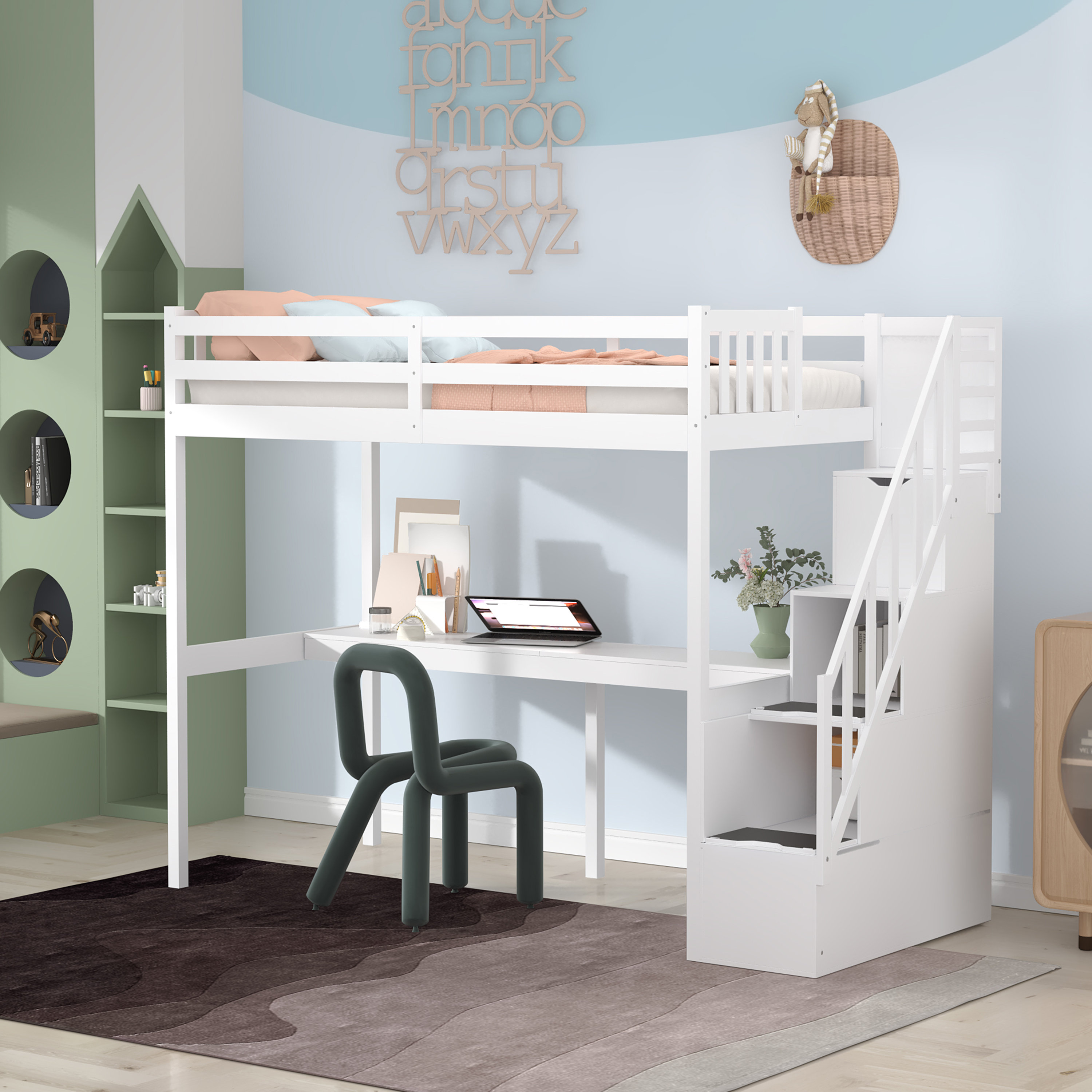 Harriet Bee Hafso Kids Twin Loft Bed | Wayfair