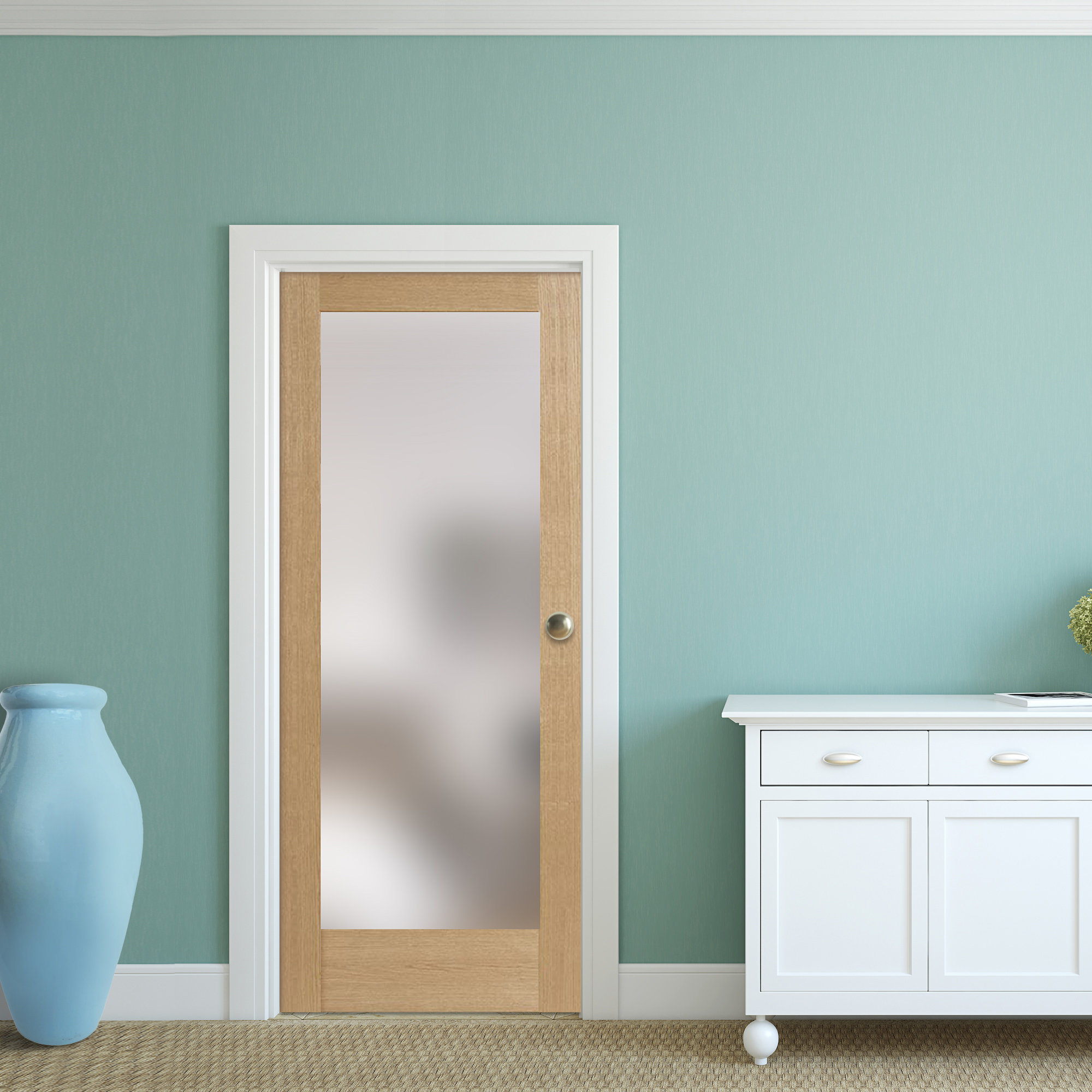 StileDoors Prehung 1 Lite Satin Etch White Oak Door | Wayfair