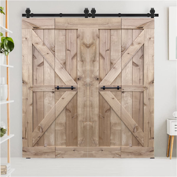 Lubann Bi-Folding Standard Single Track Barn Door Hardware Kit ...
