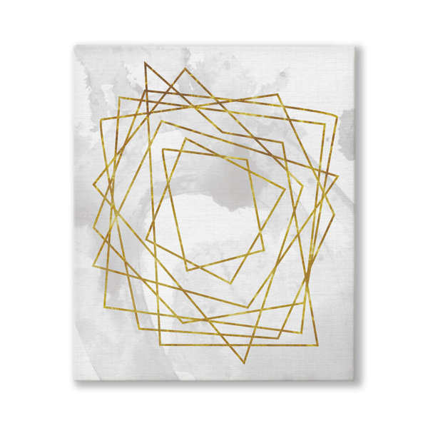 Mercer41 Golden Shapes - Wrapped Canvas Painting on | Wayfair
