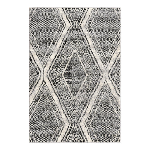Steelside™ Penelope Geometric Area Rug in Black/White & Reviews | Wayfair