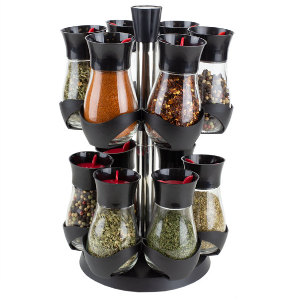 Symple Stuff Contemporary Gourmet Revolving Two Tier 12 Jar Spice Jar ...