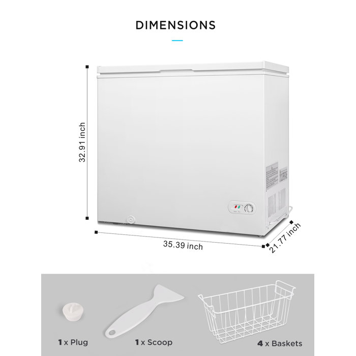 Northair 7 Cubic Feet cu. ft. Portable Chest Freezer with Adjustable ...