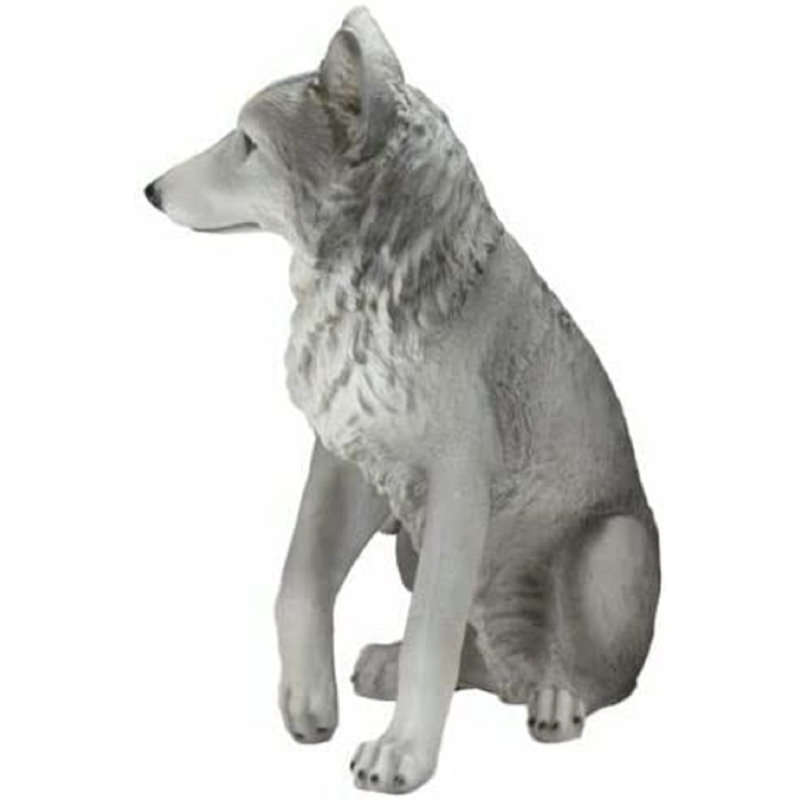 Millwood Pines Tolan Wildlife Sitting Alpha Gray Wolf Statue | Wayfair
