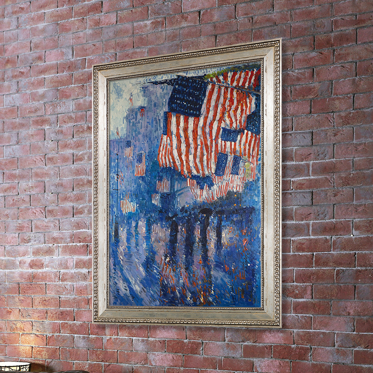 Overstock Art The Avenue In The Rain Framed On Canvas by Childe Hassam ...