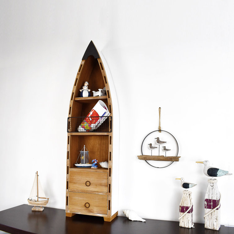 AttractionDesignHome Wooden Boat Decor With Shelf Drawer Hanging Wall ...