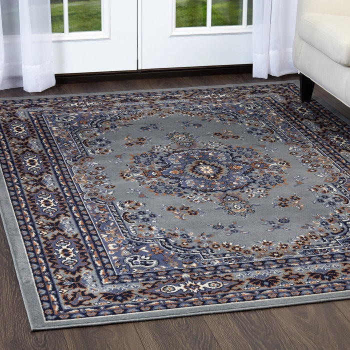 Charlton Home® Modena Performance Silver/Blue Rug & Reviews | Wayfair