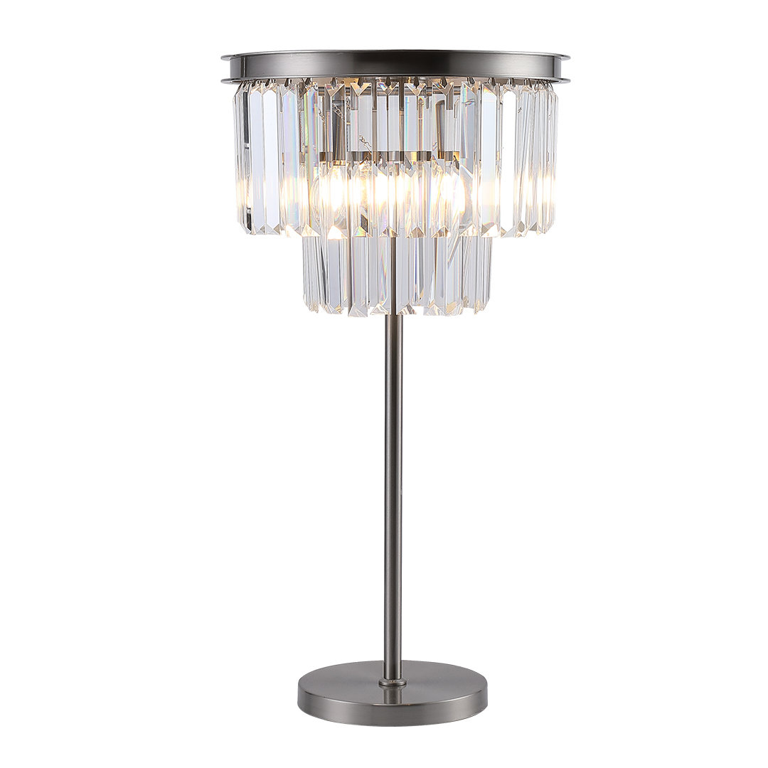 DecoMust Luxe Industrial Bling Bling Iron Frame Glass Fringe Table Lamp ...