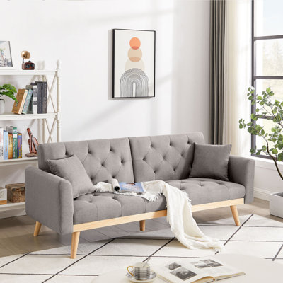 George Oliver Gevena Twin 73.62'' Upholstered Tufted Back Convertible ...