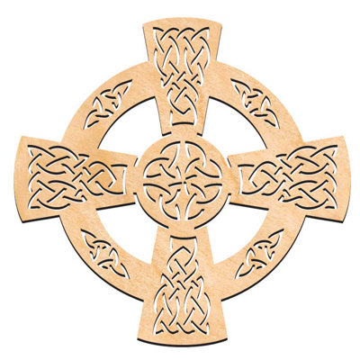 World Menagerie Celtic Wheel Cross Wooden Block Sign Wall Decor | Wayfair