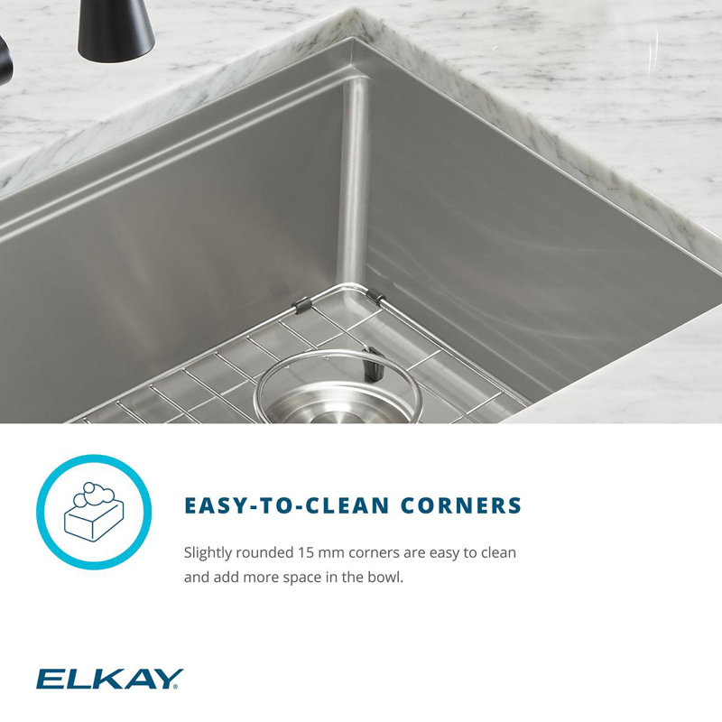 Elkay 18.5'' W Single Bowl Stainless Steel Undermount Kitchen Sink ...