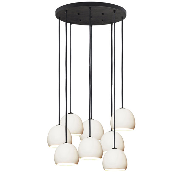 Hammers and Heels Clay 5" Matte White Porcelain Staggered Pendant Light ...