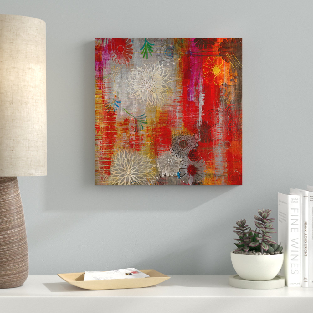 Ebern Designs Colorfield Daisies Warm Colors - Graphic Art on Canvas ...