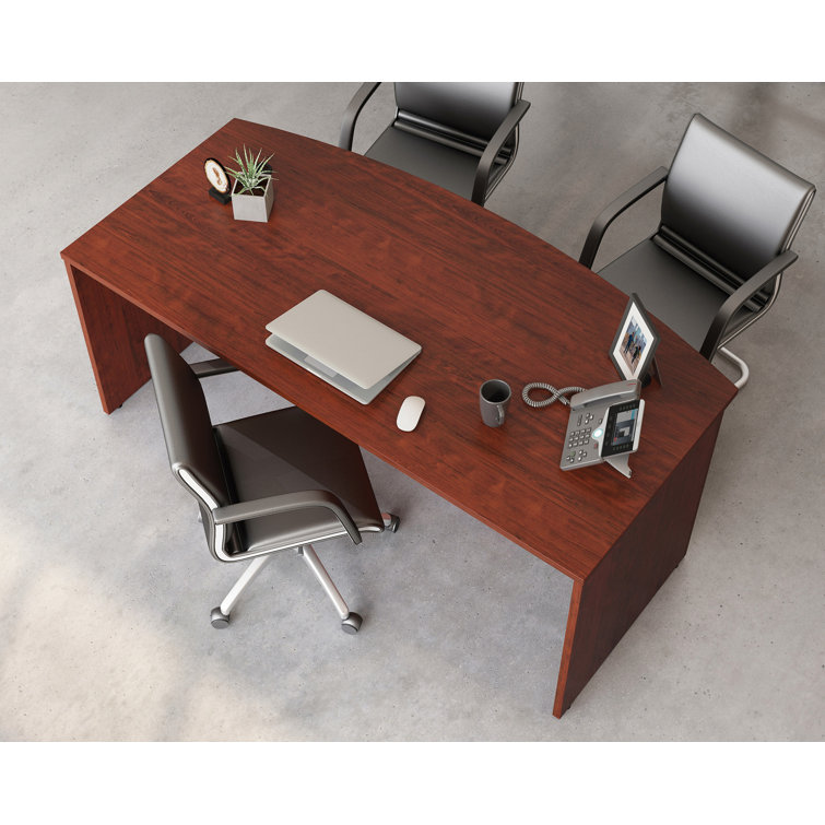 Latitude Run® 72" Bowfront Executive Desk In Hudson Elm | Wayfair