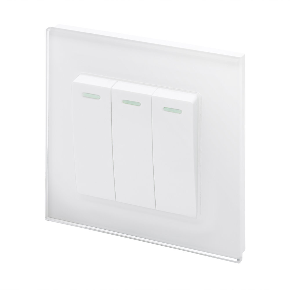 Retrotouch Crystal PG 3 Gang Rocker Light Switch White | Wayfair.co.uk