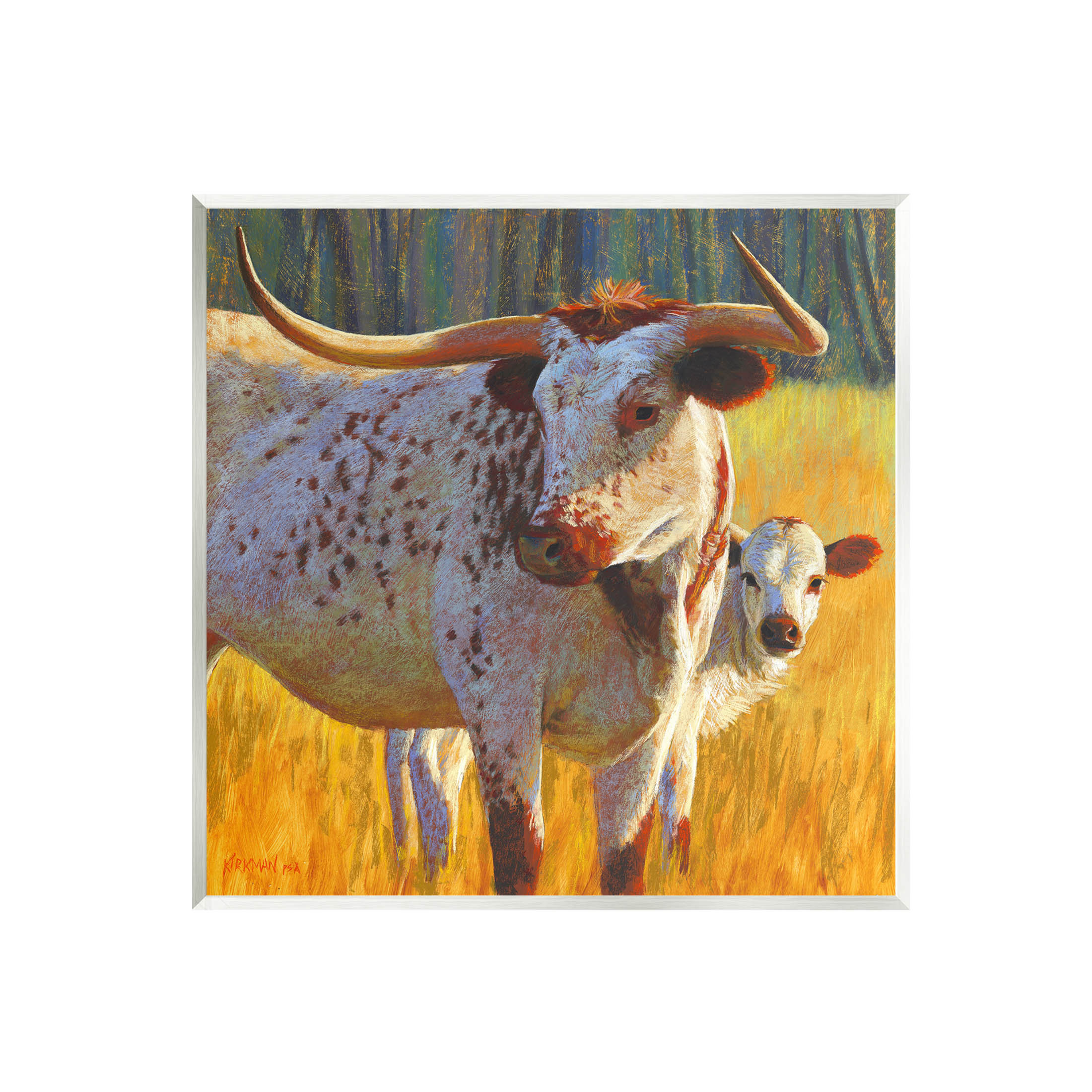 August Grove® Longhorn Cow Calf Grassland Farm On MDF by Rita Kirkman ...