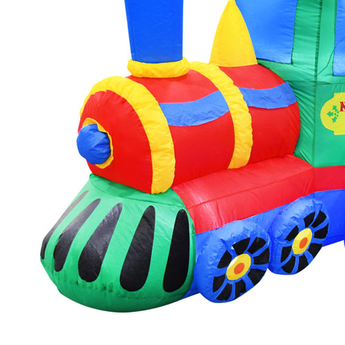 The Holiday Aisle® Santa in the Train Inflatable | Wayfair