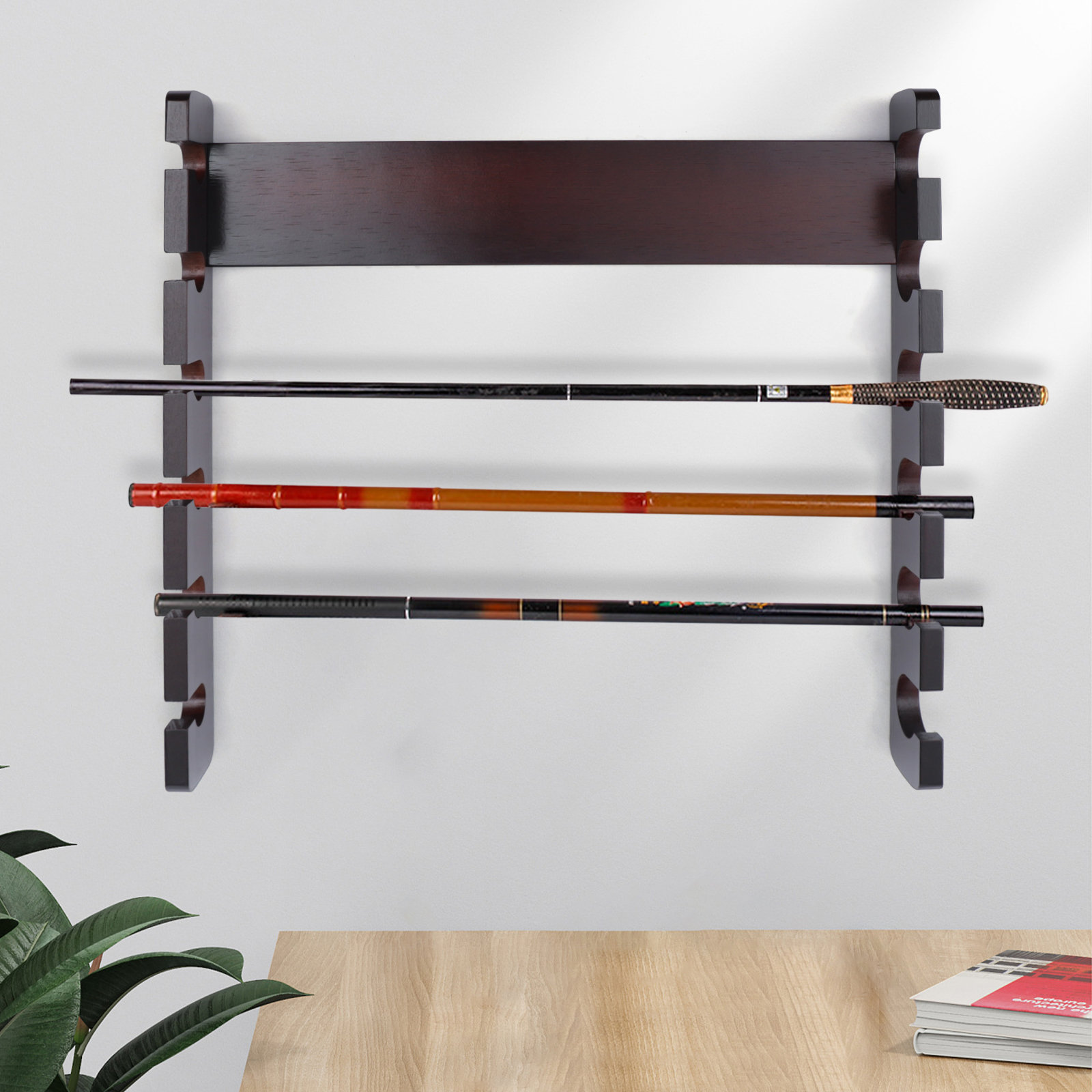 YaoTown Wooden 6-Hole Wall Mount Pool Cue Rack - Wayfair Canada