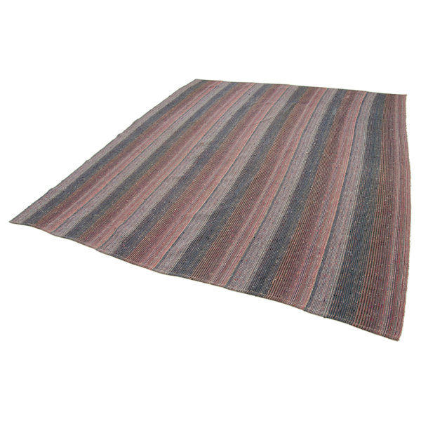 Gracie Oaks Brown Striped Cotton Wool Hand Woven Area Rug | Wayfair.co.uk