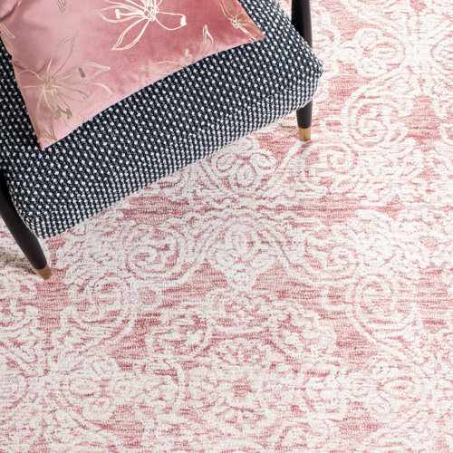 Etta Avenue™ Noor Handmade Hand Tufted Dark Pink/Ivory Rug & Reviews ...
