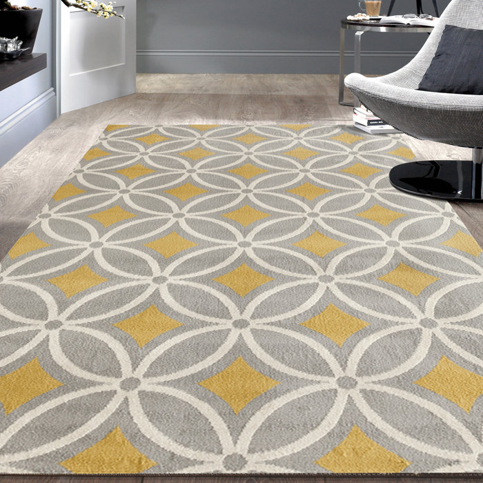 Wrought Studio Warrington Gray/Yellow Rug & Reviews | Wayfair