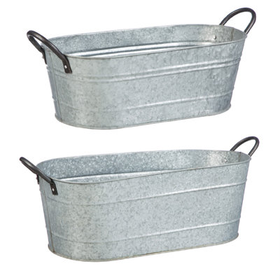 Gracie Oaks 2 Piece Galvanized Metal Bucket Set & Reviews | Wayfair