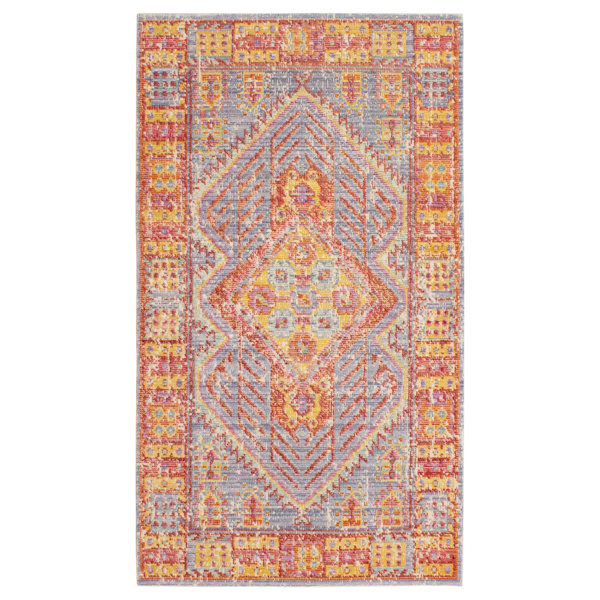 French Connection Handmade Kilim Performance Blue/Red Rug | Wayfair