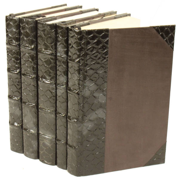 Leather Books 5 Piece Exotic Metallic Decorative Book Set | Perigold