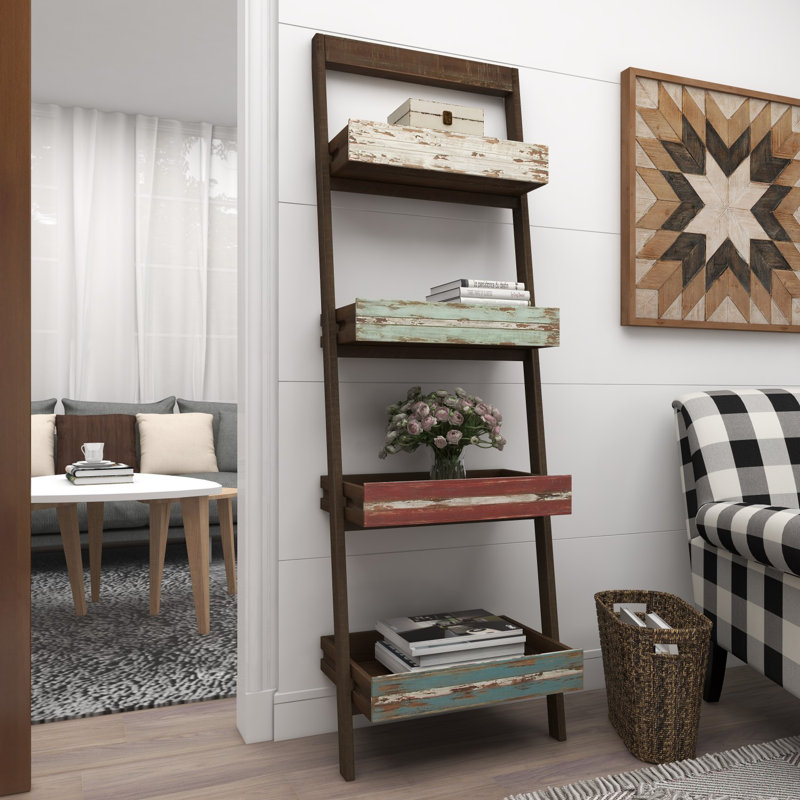 Millwood Pines Ainsworth 70'' H x 23'' W Solid Wood Ladder Bookcase ...